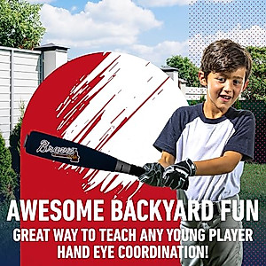 Franklin Sports Atlanta Braves Foam Bat & Ball Set - 21" Soft Jumbo Team Baseball Bat and Ball Team Logo - MLB Official Licensed Product