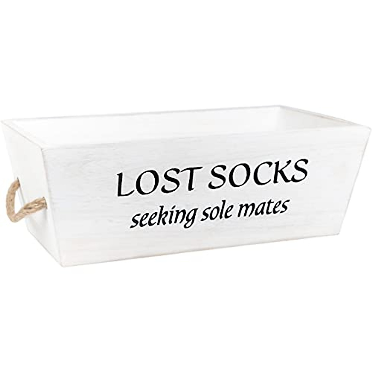 Lost Socks Basket for Laundry Room – White Laundry Basket, Wooden Farmhouse Laundry Hamper, Sock Bin, Laundry Room Storage Baskets for Shelves, Sock Basket from UpTrend Design