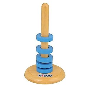 Eisco Labs Floating Ring Magnet Set with Wooden Base - 5 Magnets, 5.9" Height
