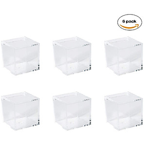 Hammont Clear Acrylic Boxes - 6 Pack - 2.36''x2.36''x2.76'' - Small Lucite Boxes for Gifts, Weddings, Party Favors, Treats, Candies & Accessories, Plastic Storage Boxes