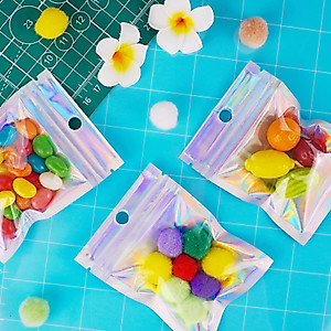 Holographic Resealable Bags 300 Pieces(3×4 Inch) Sealed Resealable Pouch for Food Storage