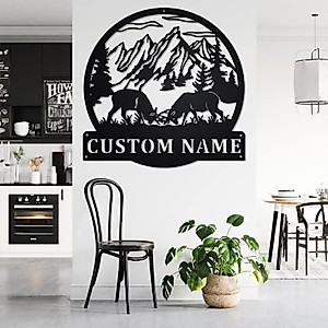 INDOCHI Custom Dueling Caribou Elk Deer Metal Wall Art, Personalized Elk Deer Name Sign Decoration For Room, Elk Deer Hunting Home Decor, Elk Deer