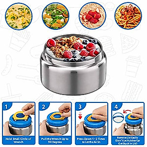 MAISON HUIS 8oz Soup Thermo Wide Mouth Vacuum Insulated Thermo Food Jar, Leak Proof Stainless Steel Food Thermo for Hot&Cold Food Kids Food Lunch Soup Container for School Travel(Blue)