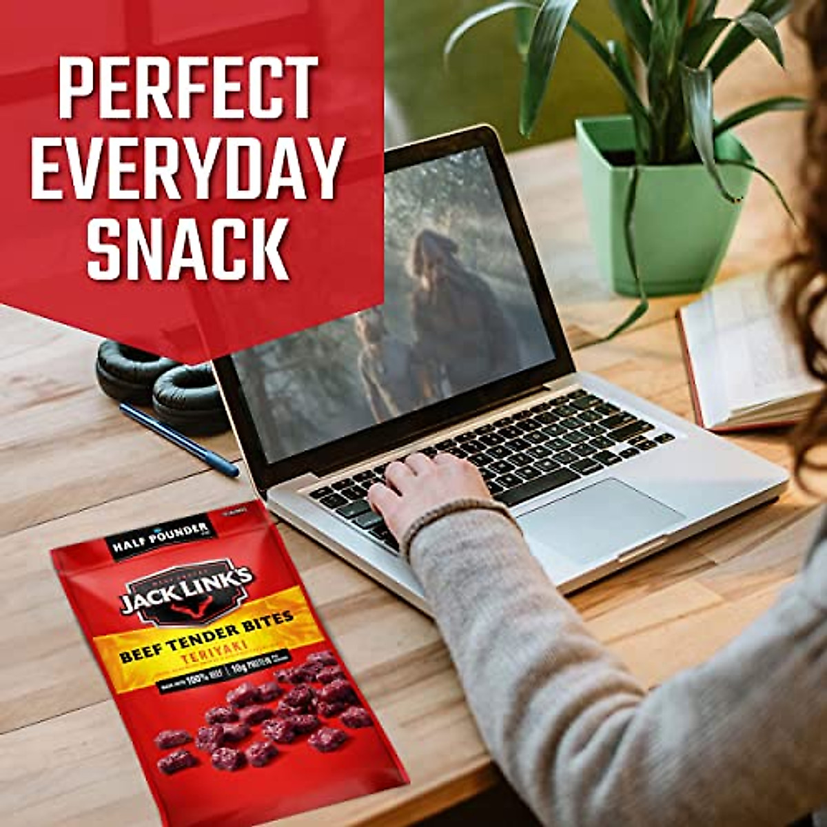Jack Link's Beef Tender Bites, Teriyaki, ½ Pounder Bag - Flavorful Jerky Snack for Lunches, 10g of Protein and 70 Calories, Made with Premium Beef - No Added MSG or Nitrates/Nitrites (Packaging May Vary)
