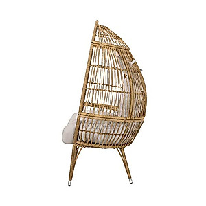 Christopher Knight Home Aimee Outdoor Wicker Teardrop Chair with Cushion, Beige, Light Brown