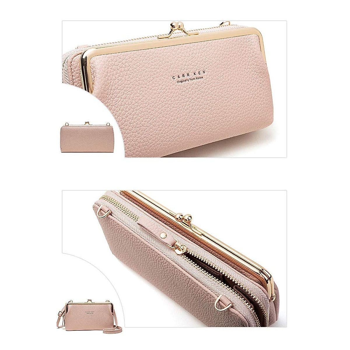 Korean fashion one-shoulder diagonal mobile phone bag multifunctional horizontal wallet (Color : Purple)