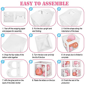 Amandir 143pcs Baby Boxes Pink Baby Shower Decorations for Girl, Rose Gold Pink Balloons Garland Kit Baby Boxes with Letters (A-Z+Baby+Girl) for Baby Shower Girl Birthday Gender Reveal Party Supplies