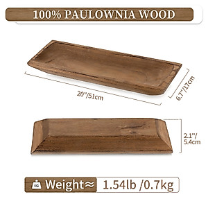 Hanobe Decorative Wood Dough Bowl: Large Long Wooden Centerpiece Table Decorations Natural Candle Holder Tray Decor Rustic Unfinished Centerpieces for Dining Room Kitchen Fruit Bowls, Brown