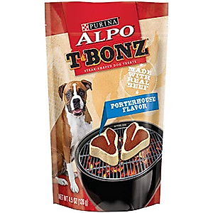Purina ALPO Made in USA Facilities Dog Treats, TBonz Porterhouse Flavor - (5) 4.5 oz. Pouches