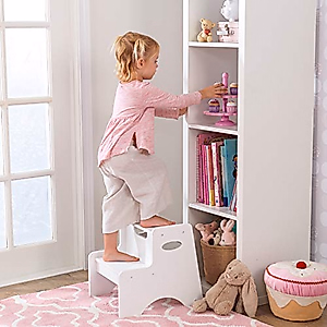 KidKraft Wooden Two-Step Children's Stool with Handles - White, Gift for Ages 3-8