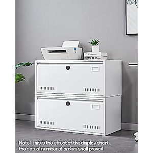 BUTISOW Lateral File Cabinets with Lock,1 Drawer Steel Wide Filing Organization Storage Cabinets,Home Office Furniture for Hanging Files Letter/Legal/F4/A4 Size (Electronic-White)