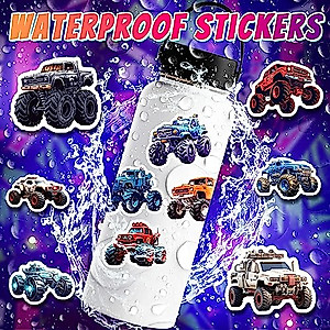 50 PCS Cool Monster Truck Stickers, Car Stickers for Kids Teens Adults, Monster Truck Party Favors, Waterproof Vinyl Stickers for Water Bottle Laptop Luggage Guitar