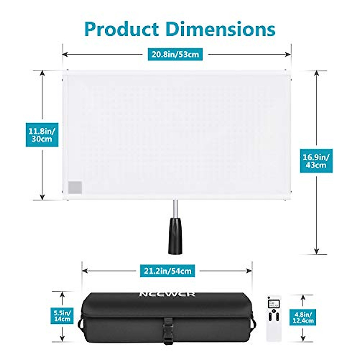 Neewer Rollable 30x53cm LED Light Panel Mat on Fabric 48W 4500LM 5600K CRI 90+ 512 LED Light Panel with Handle Grip, Remote Control, Diffuser Cloth, Carry Bag for Traveling Outdoor Photography