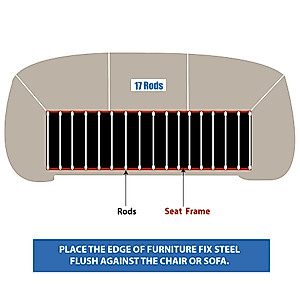 Product Trend Furniture Fix Steel for Chair, Sofa, Loveseat, Mattress, or Couch-Cushion Support, Supercomfortable Nonslip Adjustable Seat Support, Extend Furniture Life, (66 x 17) Inches Deep (Black)