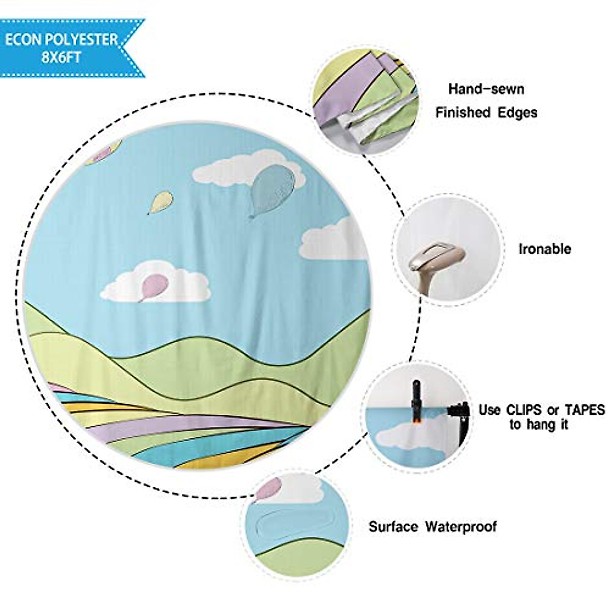 Allenjoy Adventure Themed Backdrop Blue Sky White Clouds Balloons Photography Background for Kids Babies 1st Birthday Party Decor Banner Baby Shower 8x6ft Photo Booth Props