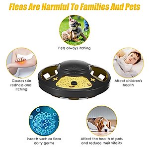 2024 New Flea Traps for Inside Your Home with Light and 10 Flea Trap Refill Discs, UV Flea Light Trap with 4 LED Light Modes Flea Killer Traps for Dogs Cats Attractant Catcher for Home(2 Pack)