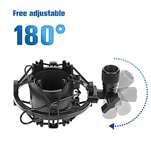 AT2020 Shock Mount with AT2020 Pop Filter, Microphone Shock Mount Compatible for Audio Technica AT2020 AT2035 ATR2500 Microphone by WIBOND