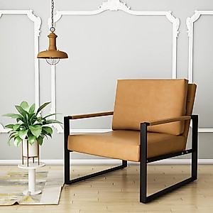 DKLGG Fabric Accent Chairs for Living Room Armchair Single Sofa Chair for Bedroom with Extra-Large Ergonomic Cushion Sturdy Metal Frame Anti-Scratch Foot Mats