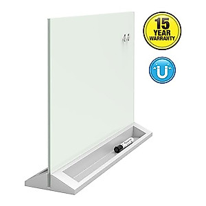 Quartet Glass Whiteboard Desktop Panel, Magnetic, 17" x 23", Dry Erase Surface, Includes Accessory Trays, 1 Marker and 2 High-Power Magnets, White (GDP1723W)