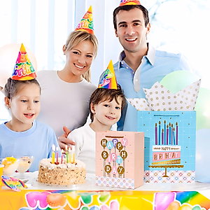 GonLei Birthday Gift Bag Assorted Sizes Happy Birthday Gift Bags for Kids Birthday Wrapping Paper Bags with Tissue Paper Card Handles for Girls Boys（4Bags 2Size: Medium 9” Large 12.6”）