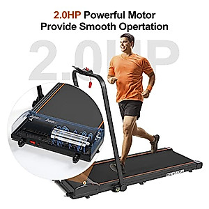 DAEYEGIM Treadmill-Walking Pad-Under Desk Treadmill-2 in 1 Folding Treadmill-Treadmills for Home-Black Orange