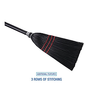 Boardwalk BWK951BP Flag Tipped Poly Bristle 37 in. - 38 in. Length Lobby Broom - Natural/Black (1 Dozen)