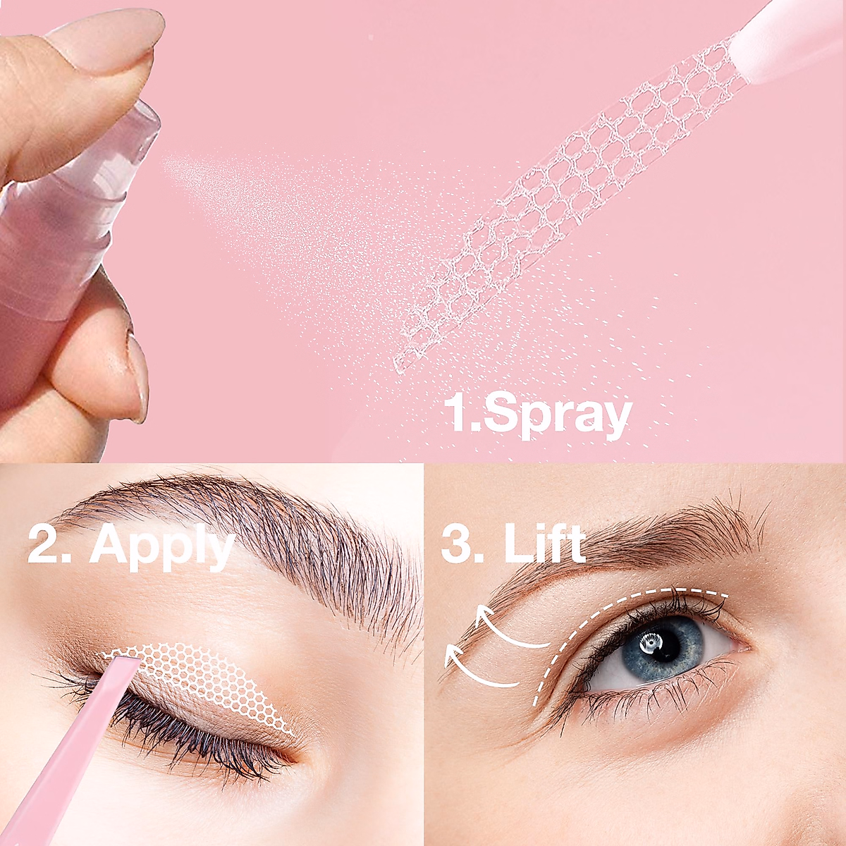 Beauty Logic Aqua Lace Eyelid Lifting Kit, 120 Invisible Lifter Tape Strips, Instant Natural Self Adhesive Upper Eye Lid Lift Double Stickers for Hooded Droopy Puffy Uneven Eyes (Medium)