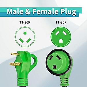 RVMATE 30Amp Generator Power Inlet Box, NEMA TT-30P & 30 Amp RV Adapter Cord, NEMA TT-30R