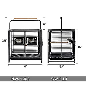 Yaheetech 25.5 inch Metal Bird Carrier Parakeet Travel Carrier w/Portable Handle and Seed Guard for Cockatiels Budgies Parrotlets Lovebirds
