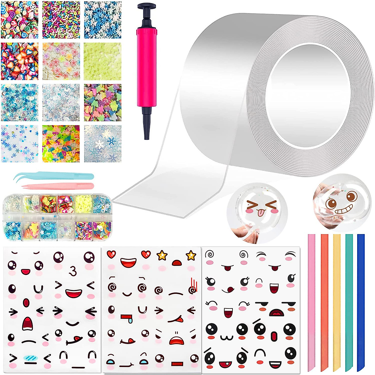 YIXIPAZH Nano Tape Bubble kit for Kids Balloons Nano Tape Bubbles kit Nano Bubble Tape Nano Tape kit Nano Tape Squishy kit bloonies Plastic Bubbles White Balloons Bulk Bubbles for Kids