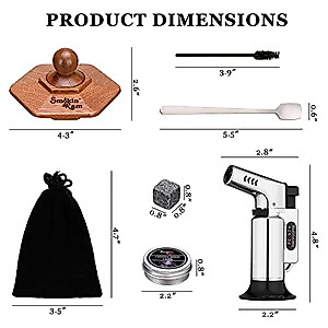 Smokin' Ram Cocktail Smoker Kit with torch - 4 Kinds of Wood Chips, Old Fashioned Whiskey Smoker Kit, 4 Stone Ice Cubes, Bourbon Gifts for Dad, Husband, Men, ebook Included (No Butane)