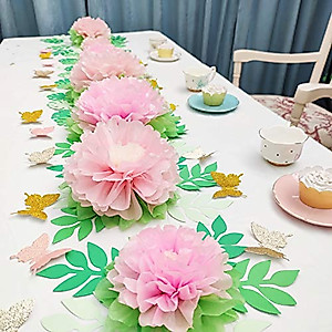 Mybbshower Green Paper Leaf Garland for Spring Party Backdrop 30 Ft Banner Birthday Wedding Decoration