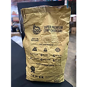 FOGO Super Premium Hardwood Lump Charcoal, Natural Large Sized Lump Charcoal, 17.6 Pound Bag and FOGO Barrel Proof Bourbon Barrel Blocks, 2 Pound Resealable Bag, Bundle