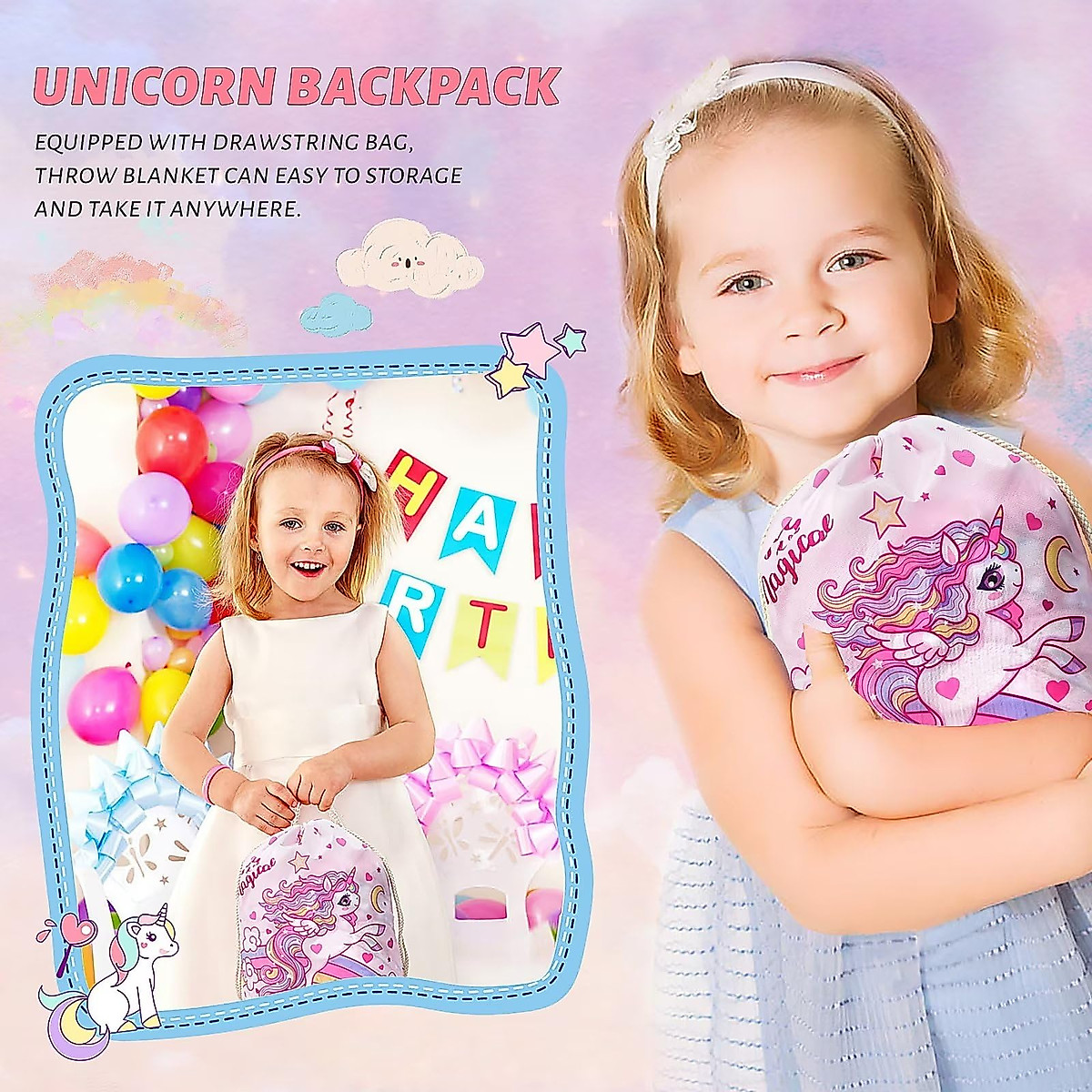 Wzvzss Unicorn Birthday Gifts for Girls,Unicorn Gifts Box for Toddler/Teen Girls,Gift for Girls age 6-8 4 5 7 9 10 year old,Kindergarten Back to School Gifts - 9 Pcs Set for Little Girl