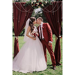 Burgundy Backdrop Curtains Photo Booth Background 2 Panels 5ft x 10ft Polyester Fabric Drapes for Wedding Party Anniversary Ceremony Decorations