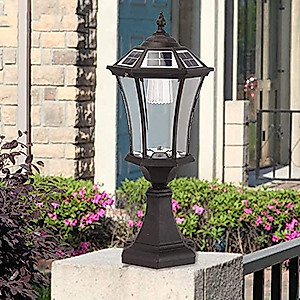 Praee Outdoor Waterproof Solar Pillar Wall Lamp LED Villas Exterior Column Lights Garden Porch Home Landscape Lighting Streetlights Aluminum Terrace Community Pillar Post Light