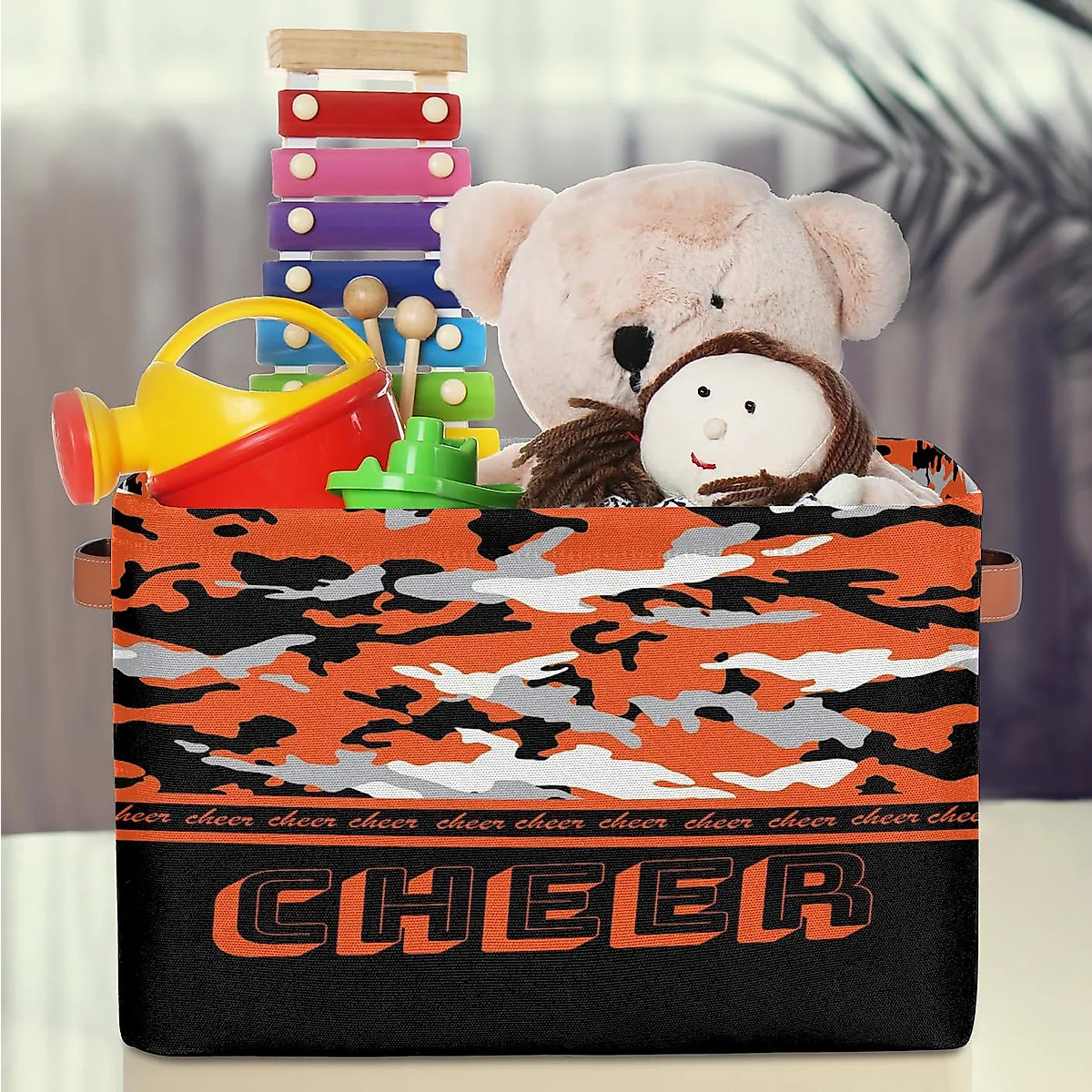 SinSenMa Cheer Gifts Storage Baskets with Handles,Foldable Cubes Storage Box Bin,Waterproof Open Shelf Basket Organizer for Clothes Toy Gift Baskets Orange