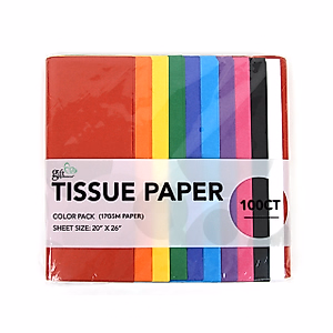 Gift Expressions Tissue Paper, 20 x 26 Inches, 100 Count, Primary Colors, Premium High Quality Wrapping Paper for Gift Boxes & Paper Bags, Durable, 17GSM Packing Paper for DIY Crafts & Gift Wrapping
