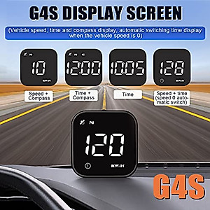 Fastsun G4S Digital GPS Speedometer, Car HUD Heads Up Display with Digital Speed in MPH KPH, Overspeed Alarm, Driver Fatigue Reminder, Multifunction Speedometer Universal for All Vehicle, Fuel Cars