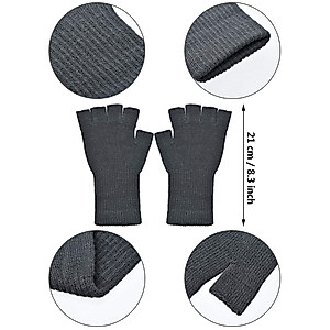 SATINIOR Half-Finger Knit Gloves for Women - Long Cuffed Mittens for Typing and Winter