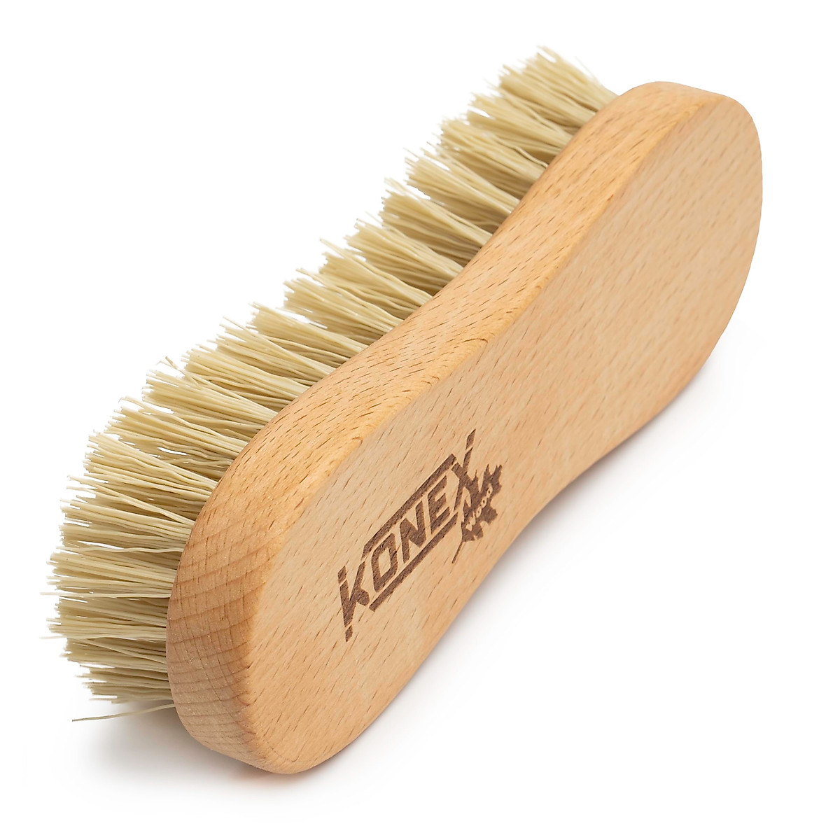 KONEX Nylon Fiber Economy Utility Cleaning Hand Brush, Heavy Duty Hand-Held Scrub Brush with Stiff Bristles, Wooden Body, Ideal Scrub Brushes for Cleaning and Scrub Brushes (Peanut Shaped)