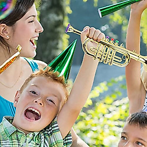 ibasenice Toy Trumpet Kids Trumpet Plastic Trumpet Model Party Noise Maker Musical Instruments Gift Christmas Stocking Stuffers for Boys Girls Golden