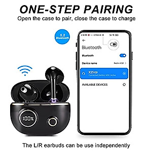 LHBHT Bluetooth Wireless Earbuds,Noise Cancelling True Wireless Earbuds,Touch Control Earbud & in-Ear Earbuds,Earbuds Includes Compact Type C Charging Case Fast Charging,Perfect for Work Travel Sport