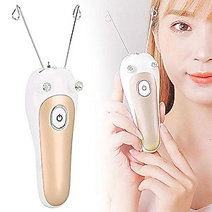 Electric Facial Hair Remover, Ladies Beauty Epilator Trimmer Facial Cotton Threading Hair Shaver Faces Delicate Device Depilation for Body Facial Pull Surface Hair Removal Epilators(gold)
