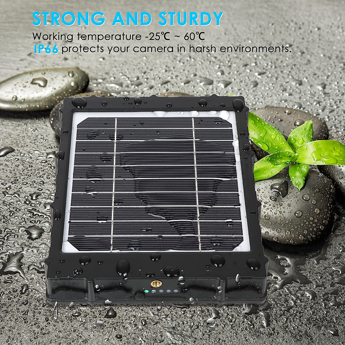 Solar panel, 3W portable solar panel kit, 8000mAh large capacity, 12V/9V/6V output 5V input, IP66 waterproof suitable for homes, solar lights, camping, trail camera, fishing