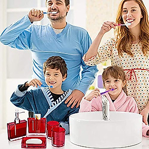 Red Bathroom Accessories, Acrylic Bathroom Accessories Set with Bath Cup Bottle Toothbrush Holder Soap Dish 5PC/Set for Hotel Home Bathroom Use