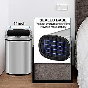 Touch Free Kitchen Trash Can 13 Gallon Stainless Steel Easy to Clean Automatic Brushed Trash Bin with Lid for Bathroom, Powder Room, Office