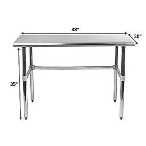 Express KitchQuip Open Base Stainless Steel Work Table with Galvanized
