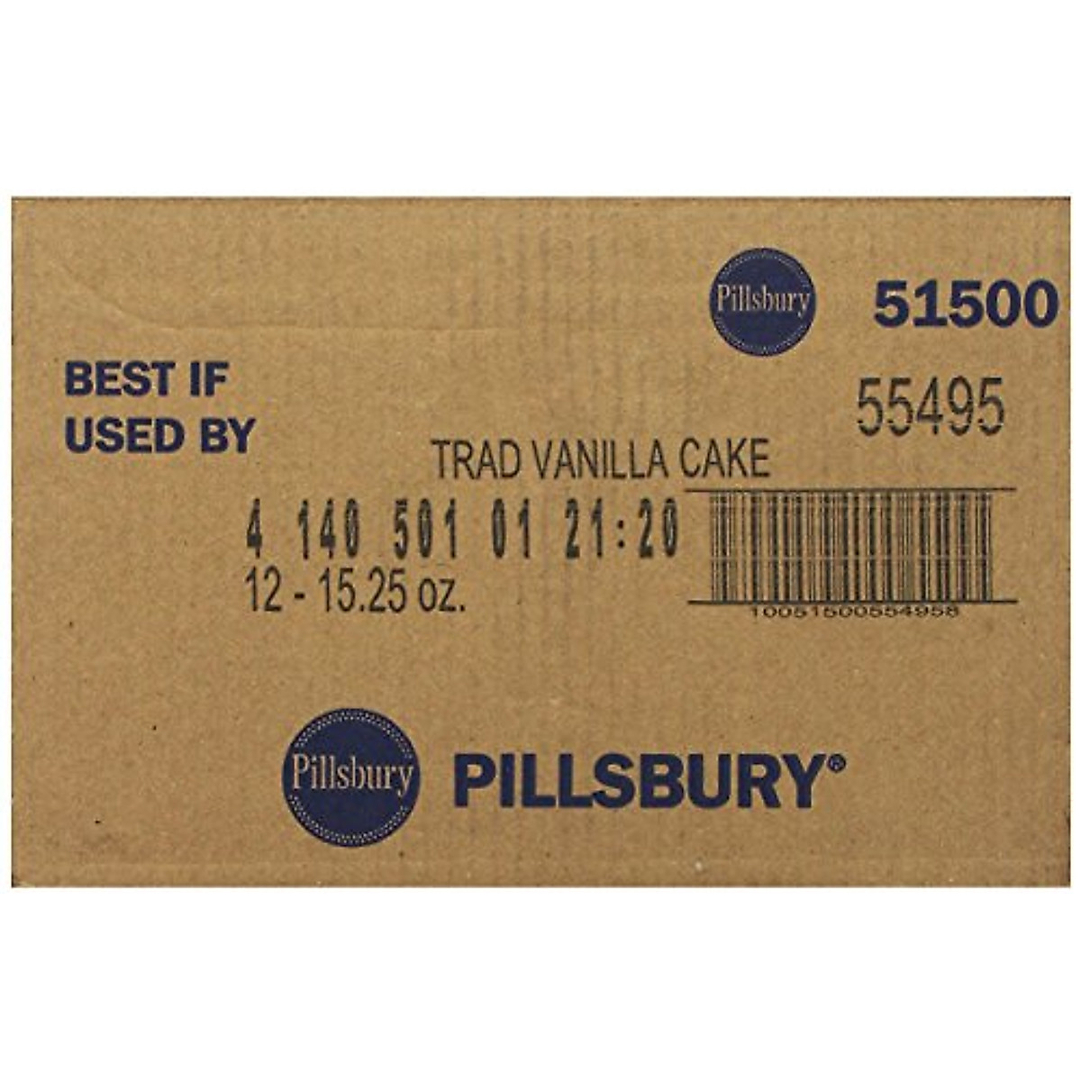 Pillsbury Traditional Cake & Cupcake Baking Mix, Vanilla, 15.25 Oz, Pack of 12