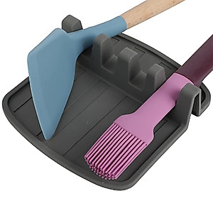 Lily's Home Large Silicone Spoon Rest for Stove Top with Drip Pad, Kitchen Utensil Spoon Holder for Grill Utensils, Spatula, Tongs, Ladles, BPA-Free & Heat Resistant